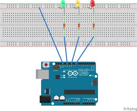 Arduino Uno R3 Con 3 Leds