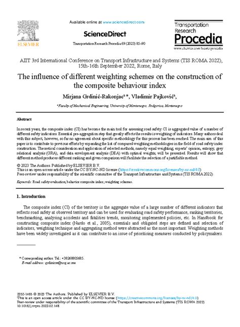 Influence Of Different Weighting Composite Behaviour Index Sciencedirect Available Online At