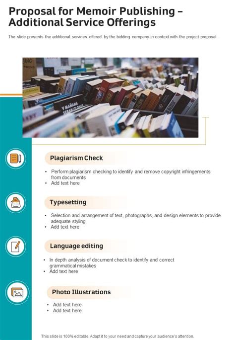 Proposal For Memoir Publishing Additional Service Offerings One Pager