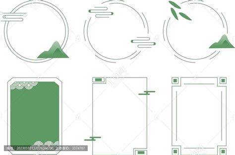 清明边框元素 花纹线条边框 设计素材 设计模板 汇图网www huitu