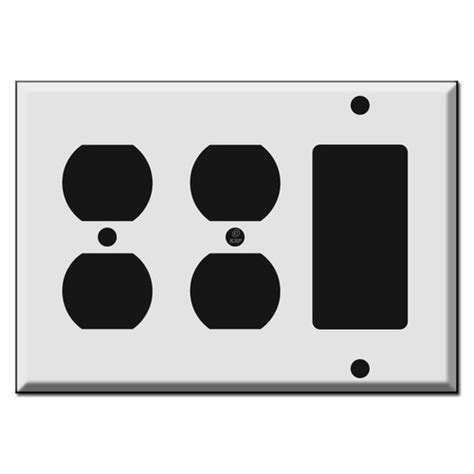 Combo Double Duplex Receptacle Single Rocker Switch Plates