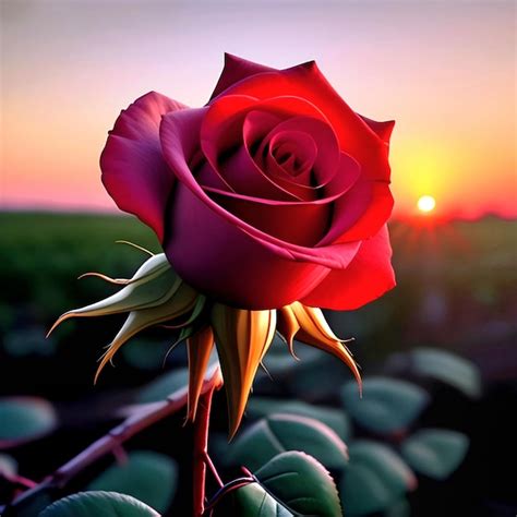 Premium Ai Image Sunset For Rose