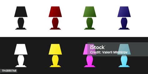 검은 색과 흰색 배경에 고립 된 테이블 램프 아이콘을 설정 합니다 벡터 일러스트 0명에 대한 스톡 벡터 아트 및 기타 이미지 0명 가구 개념 Istock