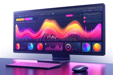 Modern Computer Screen Displaying Vibrant Data Visualizations And Analytics Highlighting