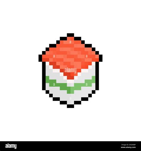 Sushi Pixel Art Isolated Rolls 8 Bit Traditional Japanese Food