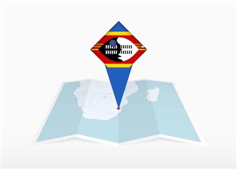 Premium Vector Swaziland Is Depicted On A Folded Paper Map And Pinned