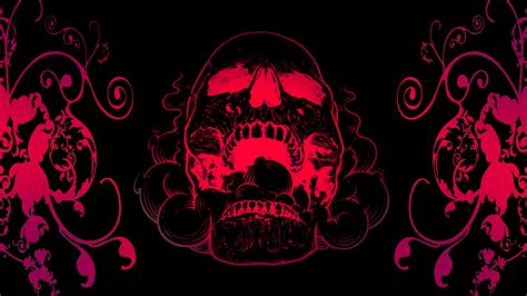 2560x1440 Red Skull Flowers Black Background 4k 1440p Resolution Hd 4k