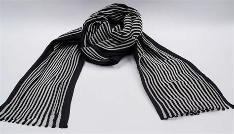 Premium Photo New Black And White Striped Scarf Isolated On White
