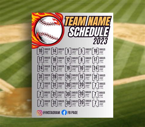 Editable Baseball Schedule Template Diy Canva Baseball Etsy