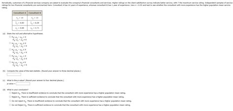 Solved Rating A State The Null And Alternative Chegg Com