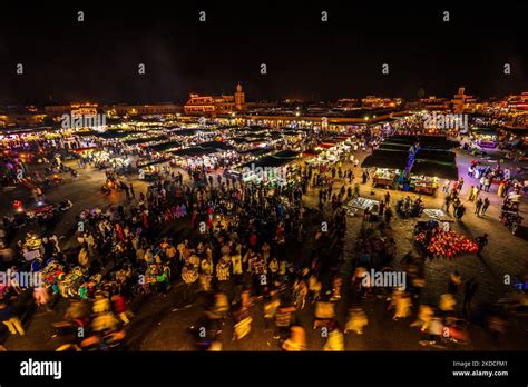 Morocco Marrakech The Jemma Al Fna Jemaa El Fnaa At Night With It