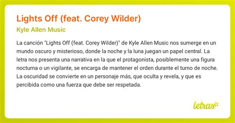Significado De La Canción Lights Off Feat Corey Wilder Kyle Allen