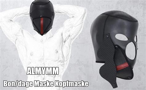 Almymm Bondage Maske Kopfmaske Bdsm Ledermaske Mit Augenbinde Mund