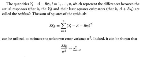 Statistics How Is The Sum Of Squares Of Residuals Divided By Variance Has A Chi Square