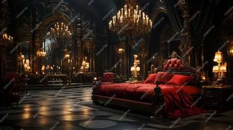 Premium Photo Cinematic Wide Shot Of A King Size Gold Rococo Carved