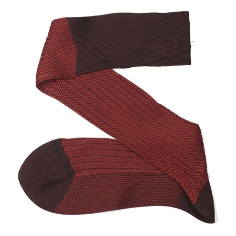 1 Pair Brown Birdseye Socks Brown Taba Over The Calf Birdseye Ribbed