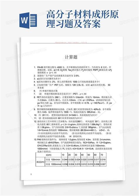 高分子材料成形原理习题及答案Word模板下载 编号qexkvwxd 熊猫办公