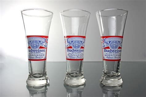 Budweiser Pilsner Glasses Budweiser Label 8 Ounce Collectible Anheuser Busch Barware Beer