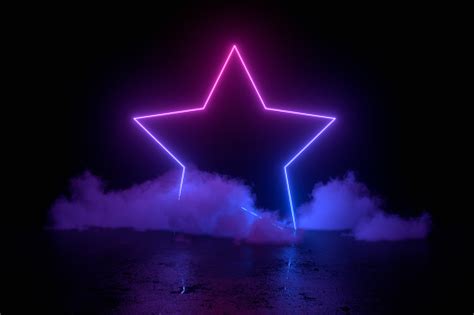 자외선 네온 조명 빈 프레임 우주 풍경 연기와 빛나는 터널 문 3d 추상적 인 배경 별 모양에 대한 스톡 사진 및 기타 이미지 별 모양 네온 형광색의 Istock