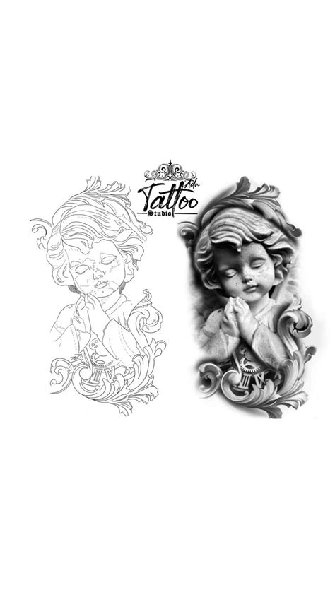 Angel Stencil Tatuajes De Querubín Tatuajes Forestales Dibujos Tribales