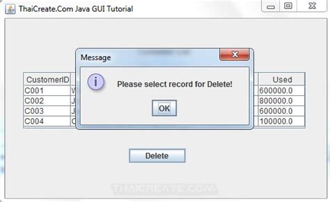 java gui delete data in database