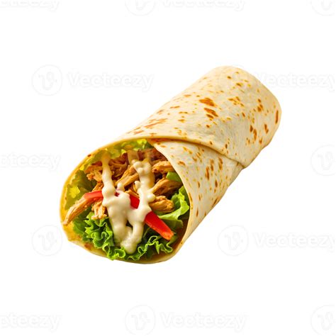 Wrap Filled With Fresh Vegetables And Chicken Tempting Bite Sized Treat 56573471 Png