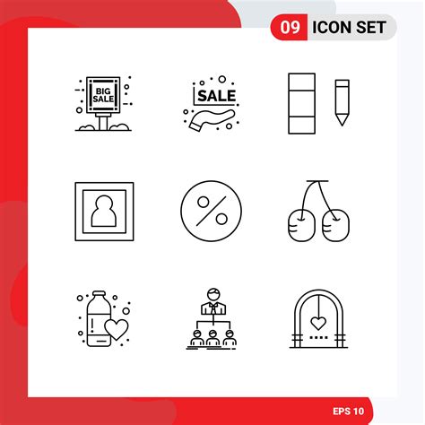 9 User Interface Outline Pack Of Modern Signs And Symbols Of Cherry Finance Column Portrait