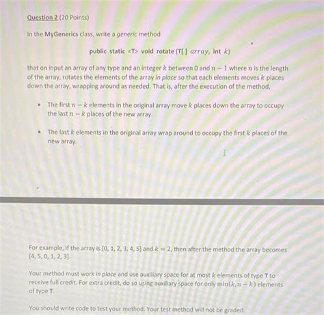 Solved In The Mygenerics Class Write A Generic Method Chegg