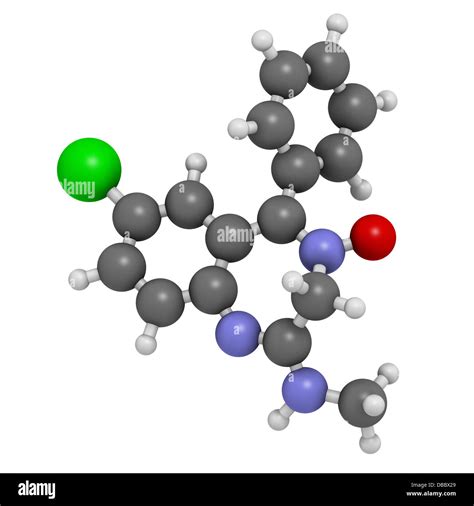 Chlordiazepoxide Sedative And Hypnotic Drug Chemical Structure Atoms Are Represented As