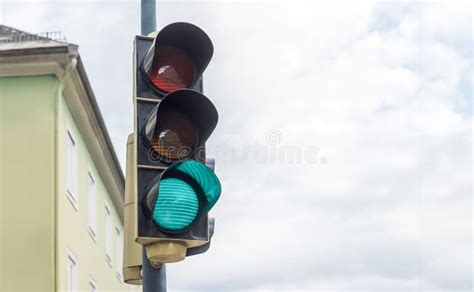 Green Traffic Light Urban Setting Signal Forward Clear Sky Street