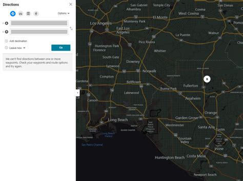 Bing Maps Cant Find Directions Between Two Addresses When Using Edge