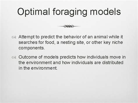 Optimal Foraging Behavior Species Should Forage In An