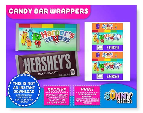 Numberblocks Candy Bar Wrapper Numberblocks Party Treats Etsy