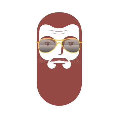 Old Man With Beard Wearing Glasses In Desktop Stock Vector