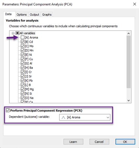 رگرسیون مولفه های اصلی Principal Component Regression Pcr در نرم‌افزار Prism