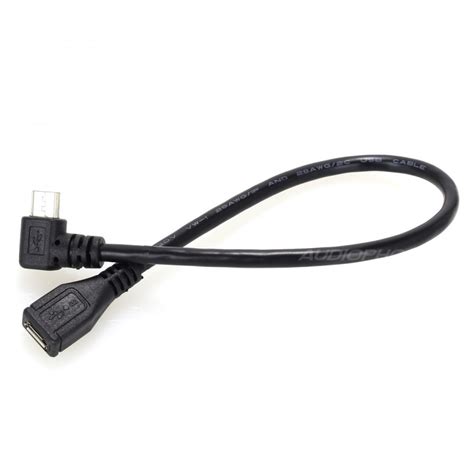 Câble Micro Usb B Femelle Micro Usb B Mâle Coudé Double Blindage 25cm
