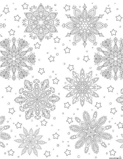 Coloriage Noel Pour Adulte Flocons De Neiges Background Dessin Noel