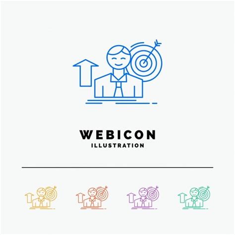 Lograr Crecimiento 5 Color Line Web Icon Tem El éxito Objetivo Usuario Png Lograr Logro