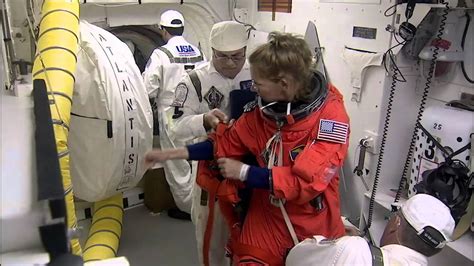 Sts Astronauts Strap Into Space Shuttle Atlantis For Launch Youtube