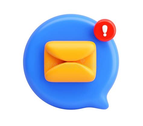 3d Email Alert Icon With Orange Envelope And Exclamation Mark In Blue