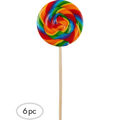 Large Rainbow Swirly Lollipops 6ct Party City Rainbow Lollipops
