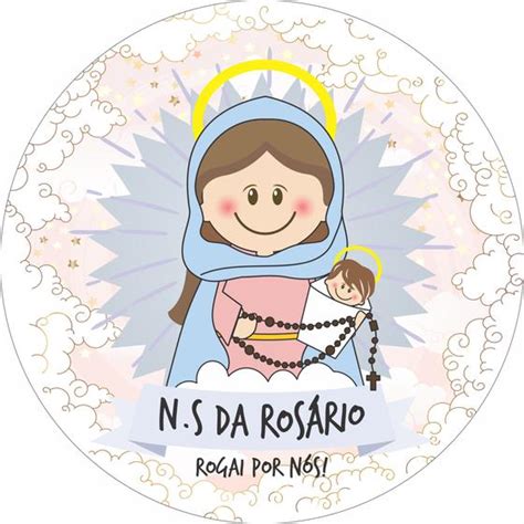 Painel de Tecido Sublimado Redondo Santinhos Católicos Nossa Senhora do Rosário c Elástico