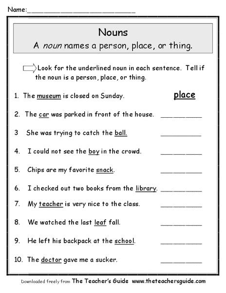 Nouns Worksheet For Grade 2