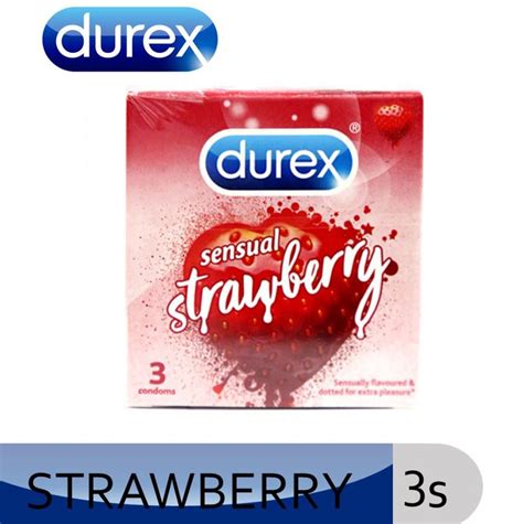 Durex Sensual Strawberry 3s Sensual Flavoured And Dotted For Extra