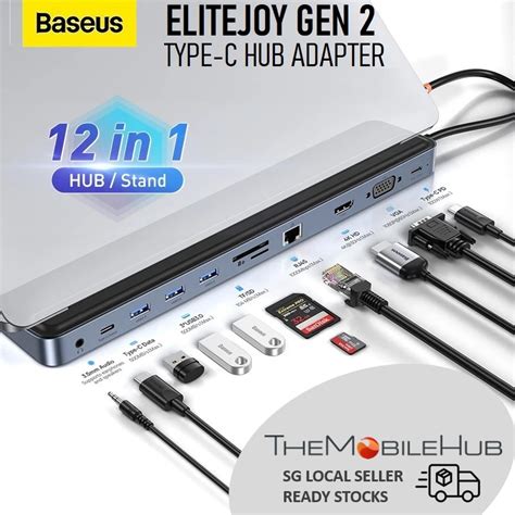 Baseus Elitejoy Gen2 11 In 1 12 In 1 Type C Hub Adapter Stand Pd Usb