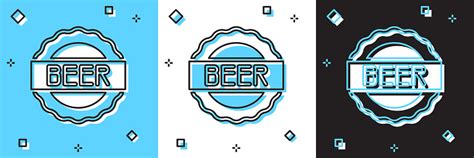 設置瓶蓋與銘文啤酒圖標隔離在藍色和白色黑色背景向量向量圖形及更多一個物體圖片 一個物體 全景 剪裁圖 Istock