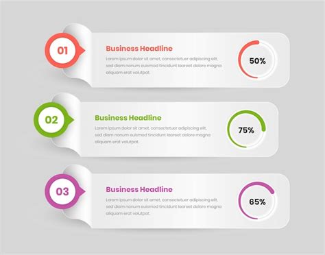 Premium Vector Three Steps Minimalist Modern Infographic Template With Circular Progress Graph