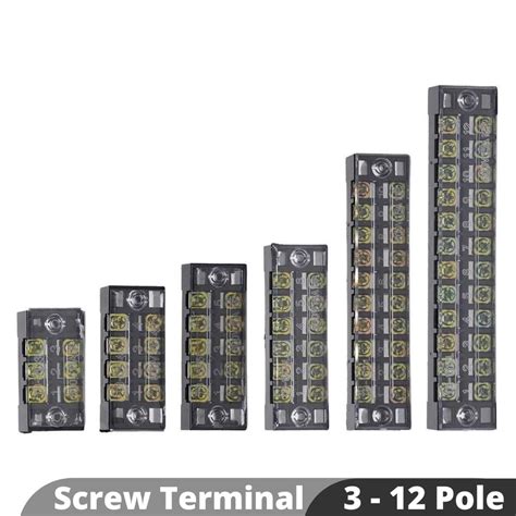 TB 1503 Dual Row Strip Screw Terminal Block 15A 600V Fixed Wiring Board Wire Connector TB1504