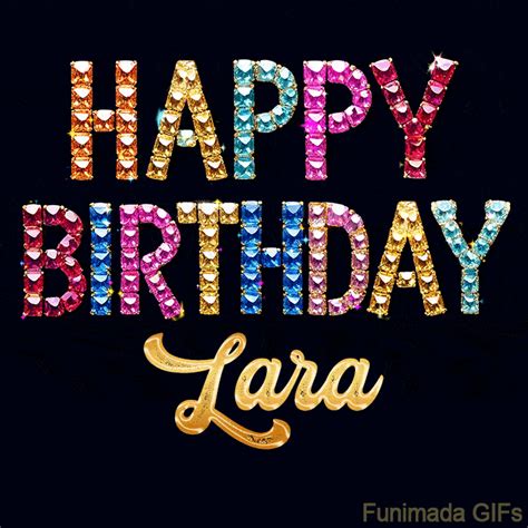 Sparkling Happy Birthday Lara  With Jewel Lettering Download On