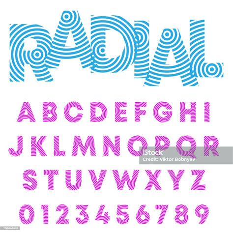 방사형 알파벳 글꼴입니다 문자 와 숫자 원형 라인 디자인 0명에 대한 스톡 벡터 아트 및 기타 이미지 0명 기이함 단일 이미지 Istock